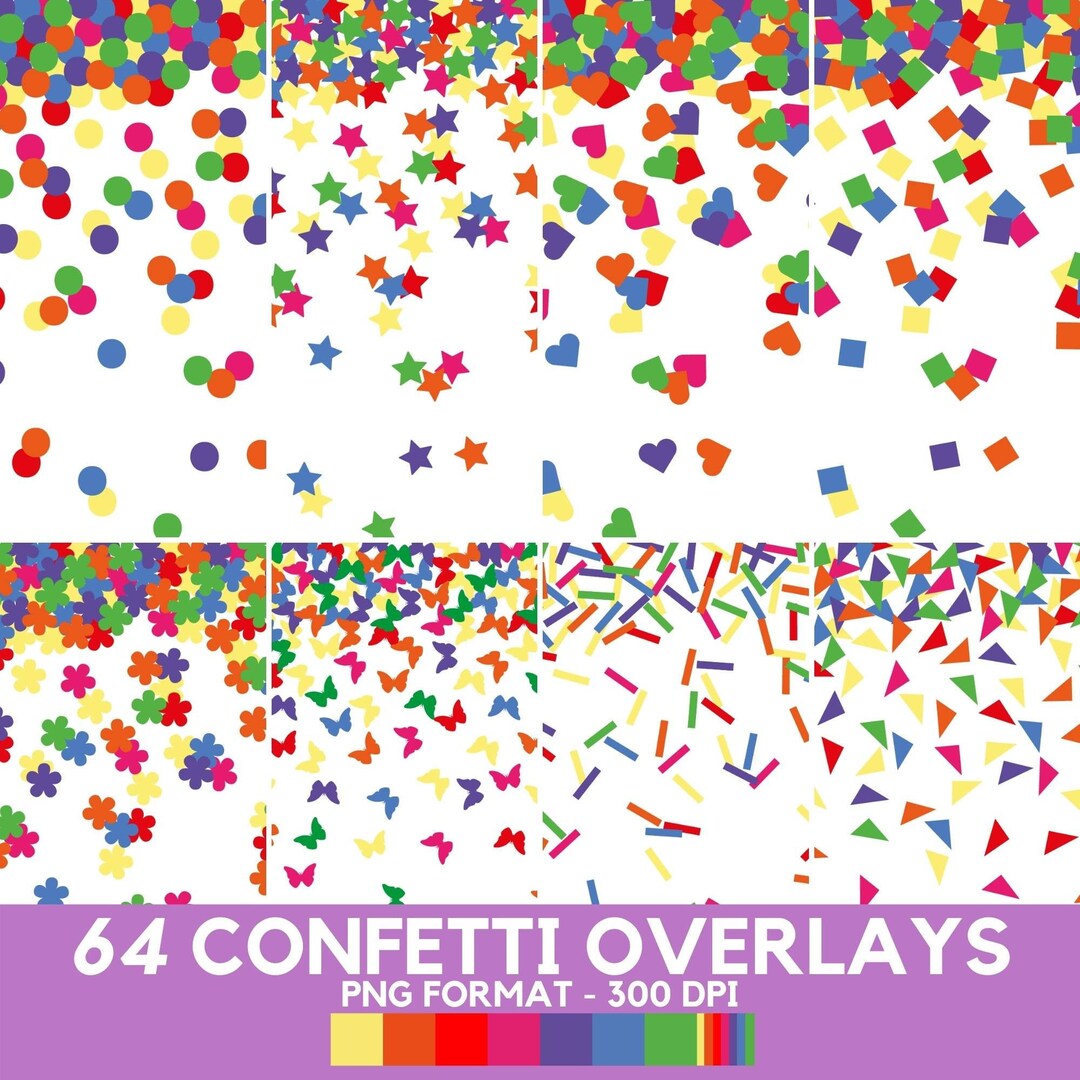 Colorful Digital Confetti 64 PNG FILES, Birthday, Party, Backgrounds - Etsy