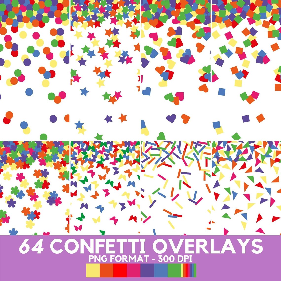 Colorful Digital Confetti 64 PNG FILES, Birthday, Party, Backgrounds - Etsy