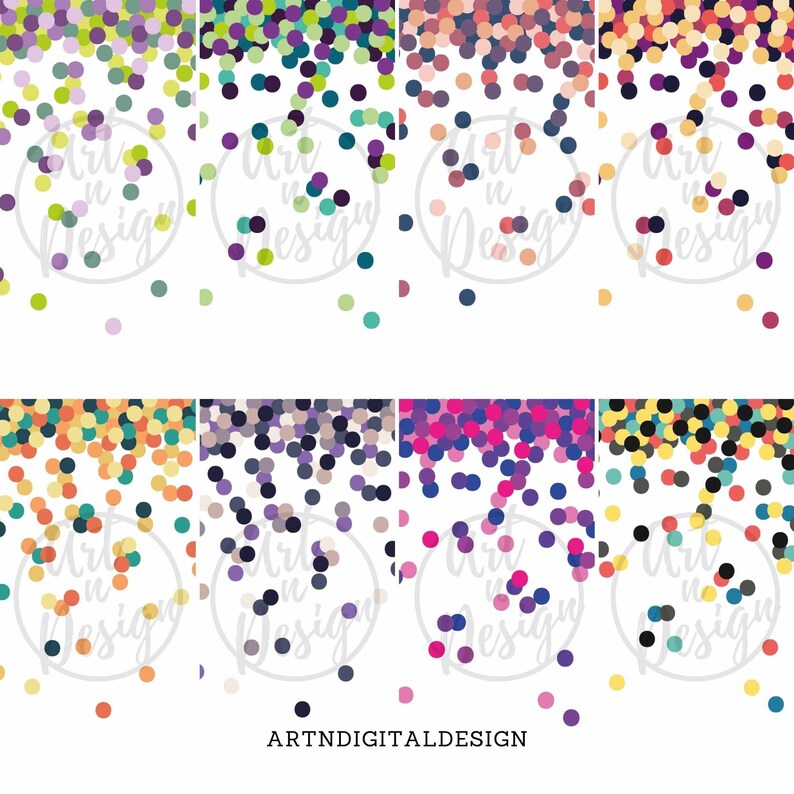 Colorful Digital Confetti, Rainbow Dots, Confetti Digital Paper PNG and ...