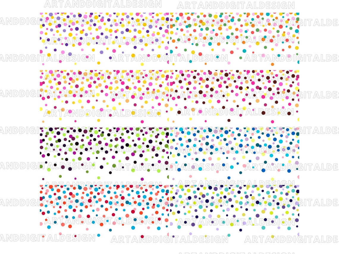 Digital Confetti, 50 PNG + AI + EPS, Clipart, Confetti Border, Rainbow ...