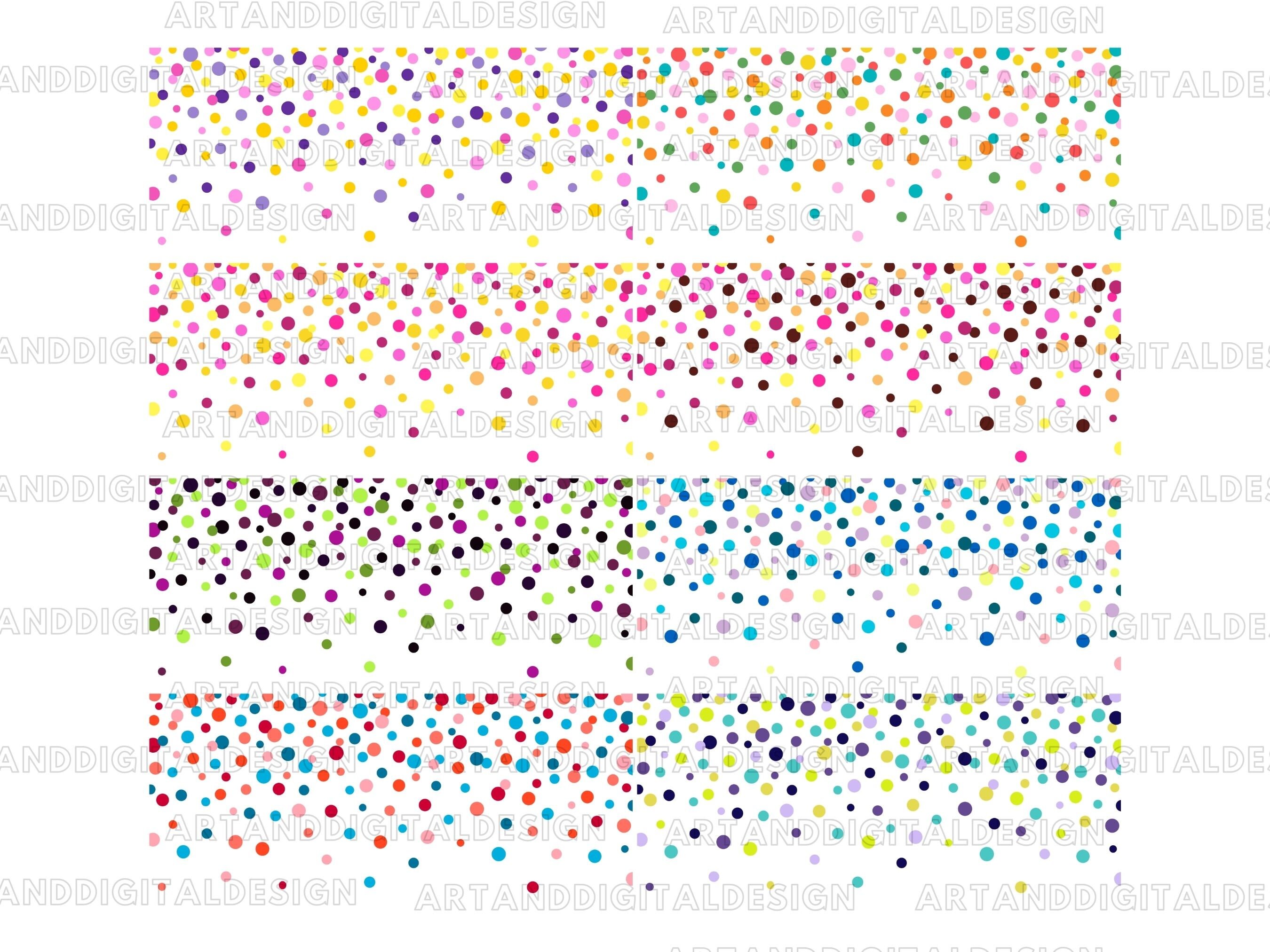 Digital Confetti, 50 PNG + AI + EPS, Clipart, Confetti Border, Rainbow ...