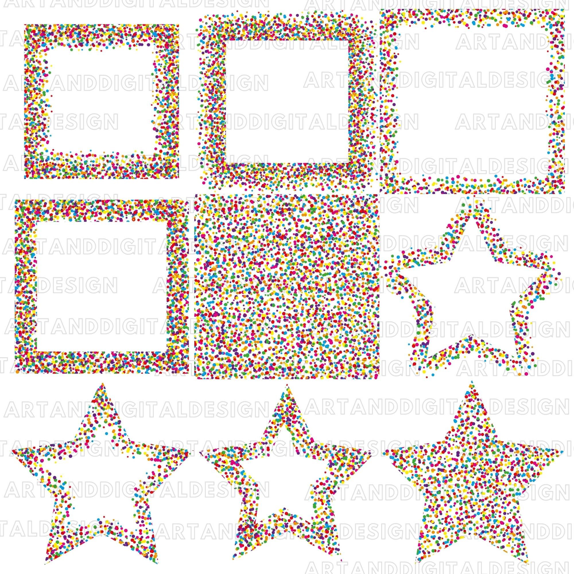 Colorful Digital Confetti Overlays, Rainbow Dots, Confetti Frames ...