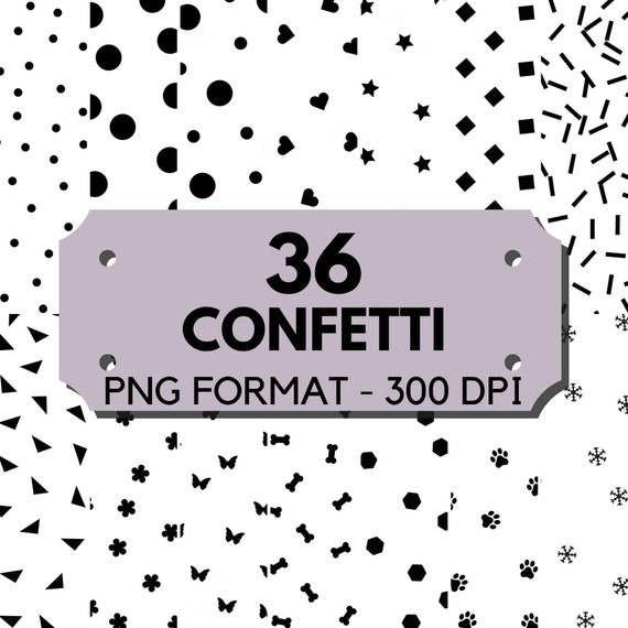 Black Digital Confetti PNG Clipart Transparent Background | Etsy
