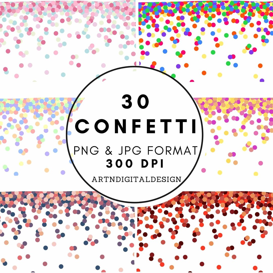 Colorful Digital Confetti, Rainbow Dots, Confetti Digital Paper PNG and ...