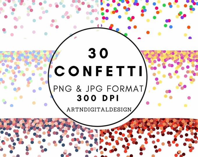 Colorful Digital Confetti, Rainbow Dots, Confetti Digital Paper PNG and ...