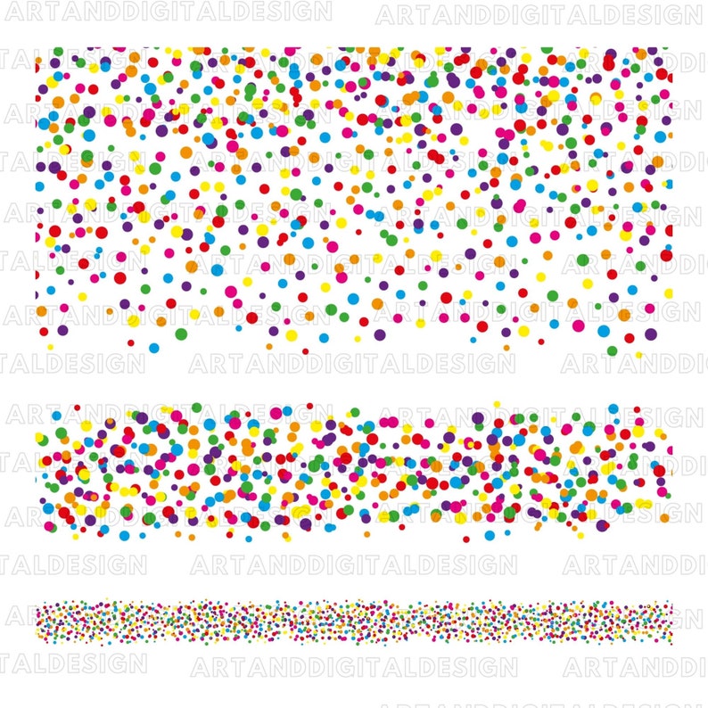 Colorful Digital Confetti Overlays, Rainbow Dots, Confetti Frames ...