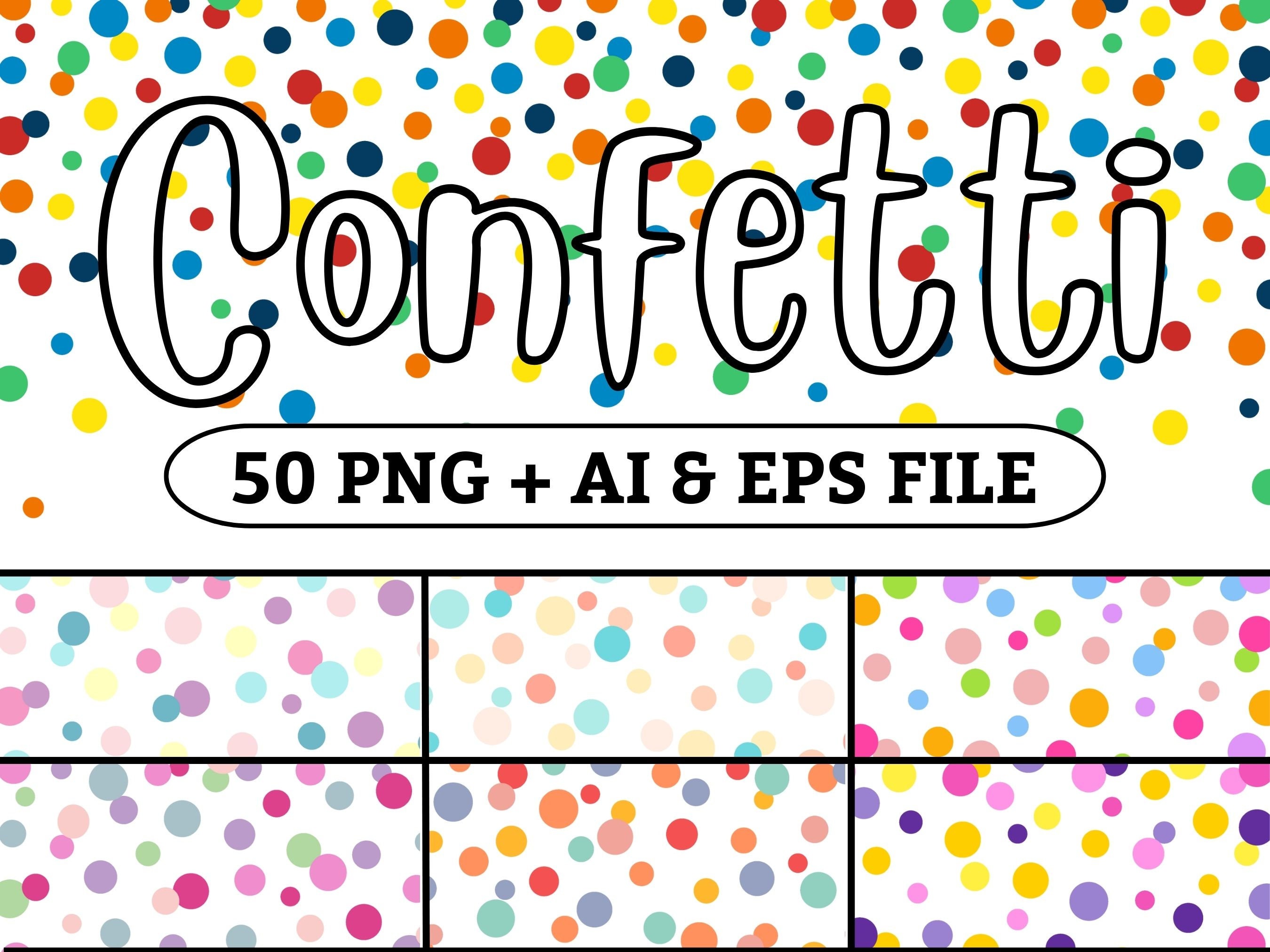 Digital Confetti, 50 PNG + AI + EPS, Clipart, Confetti Border, Rainbow ...