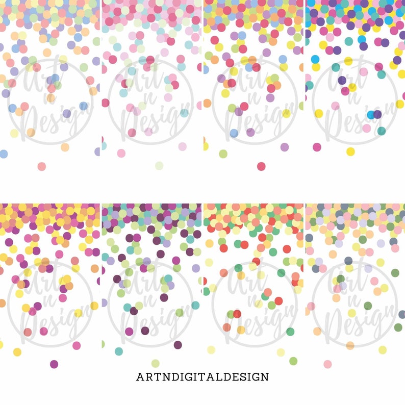 Colorful Digital Confetti, Rainbow Dots, Confetti Digital Paper PNG and ...