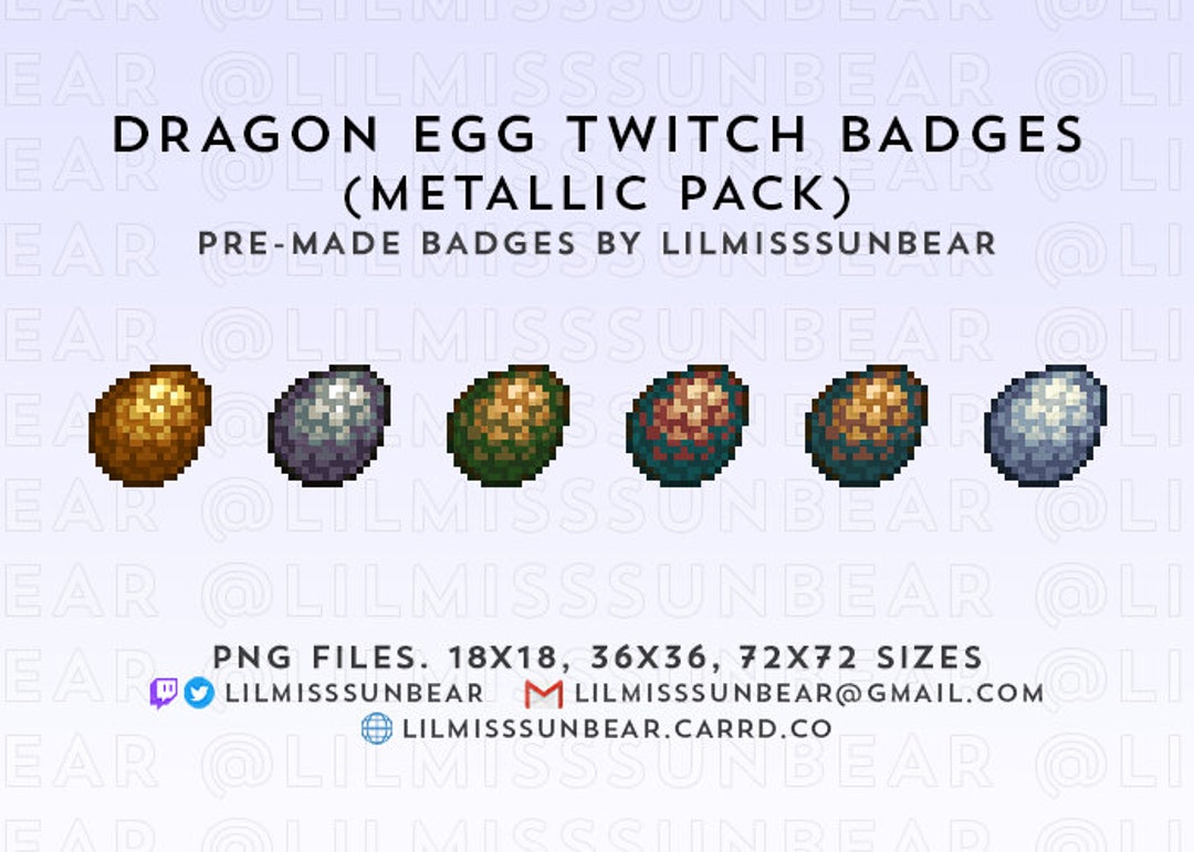 Dnd TTRPG Dragon Egg Twitch Badges - Metallic Pack | P2U Twitch Sub ...
