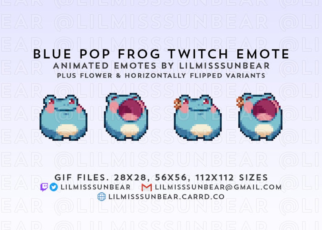 Blue Pop Frog Animated Twitch Emote P2U Pixel Art Emote for Streaming ...