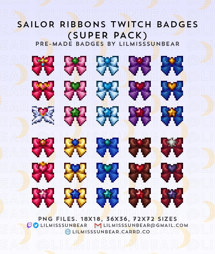 Sailor Ribbons - Super Pack | P2U Anime Twitch Sub Badges, Bit Badges ...