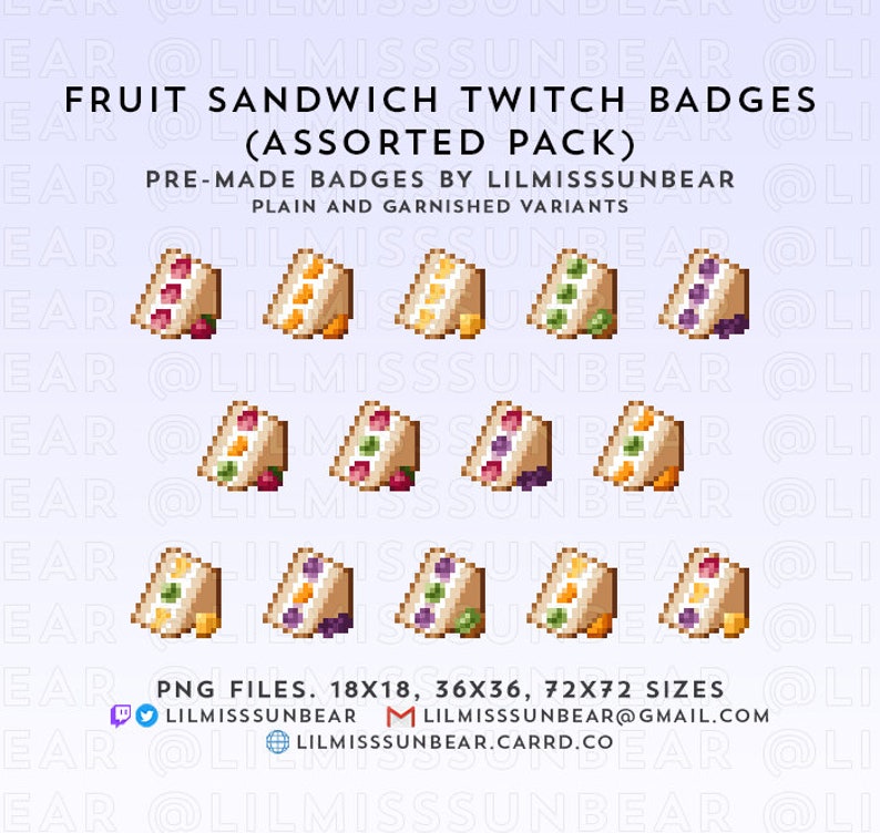 Fruit Sandwich Twitch Badges Assorted Pack Japanese Dessert Furutsu ...