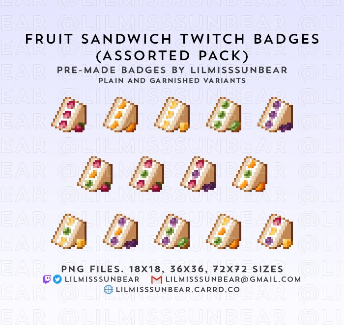 Fruit Sandwich Twitch Badges Assorted Pack Japanese Dessert Furutsu ...
