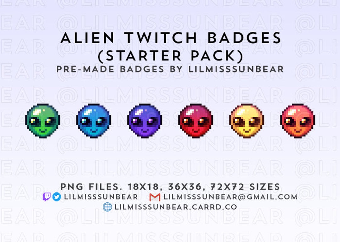 Alien Twitch Badges - Starter Pack | P2U Twitch Sub Badges, Bit Badges ...