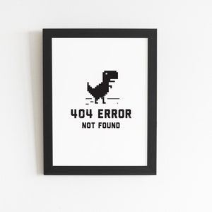 Error 404 Not Found Poster Dino Graphic Illustration Wall | Etsy