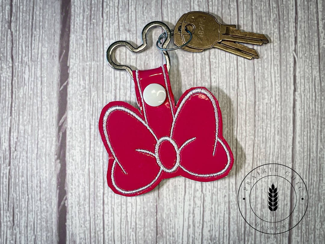 In-the-hoop Mouse Bow Snap Tab Keychain / 4 X 4 Hoop / Machine ...