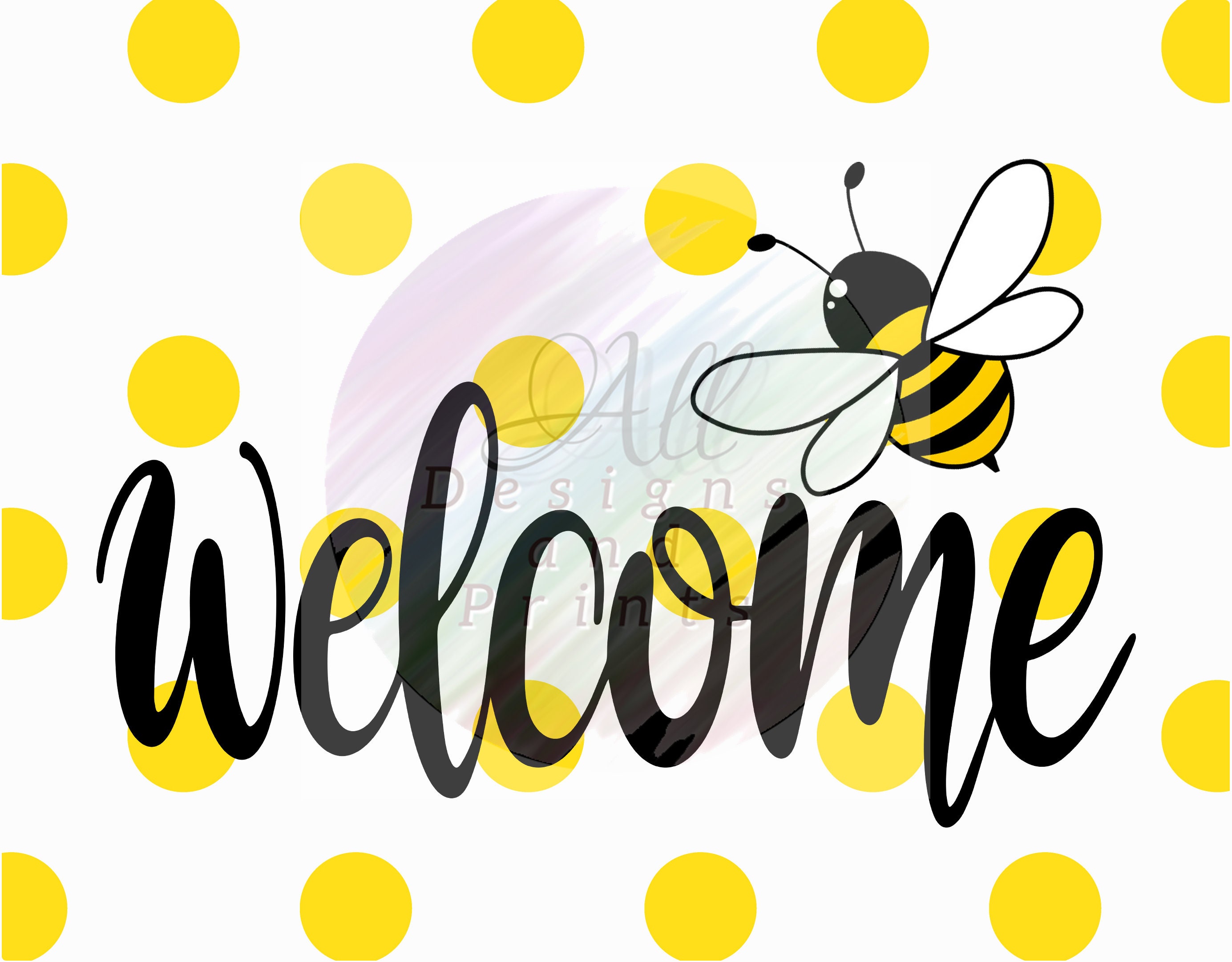 Bee Wreath Sign Yellow White Welcome Bee Queen Bee | Etsy