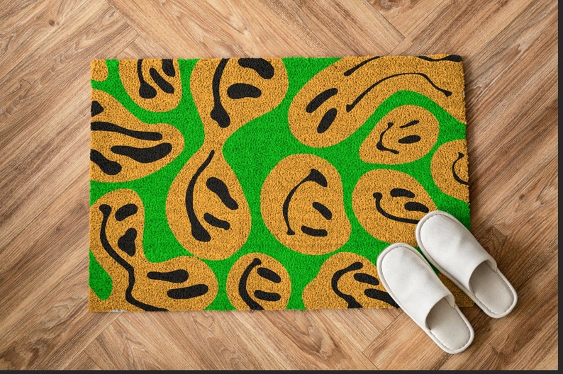 Handmade Droopy Smiley Faces Trippy Tufted Rug / Psychedelic - Etsy