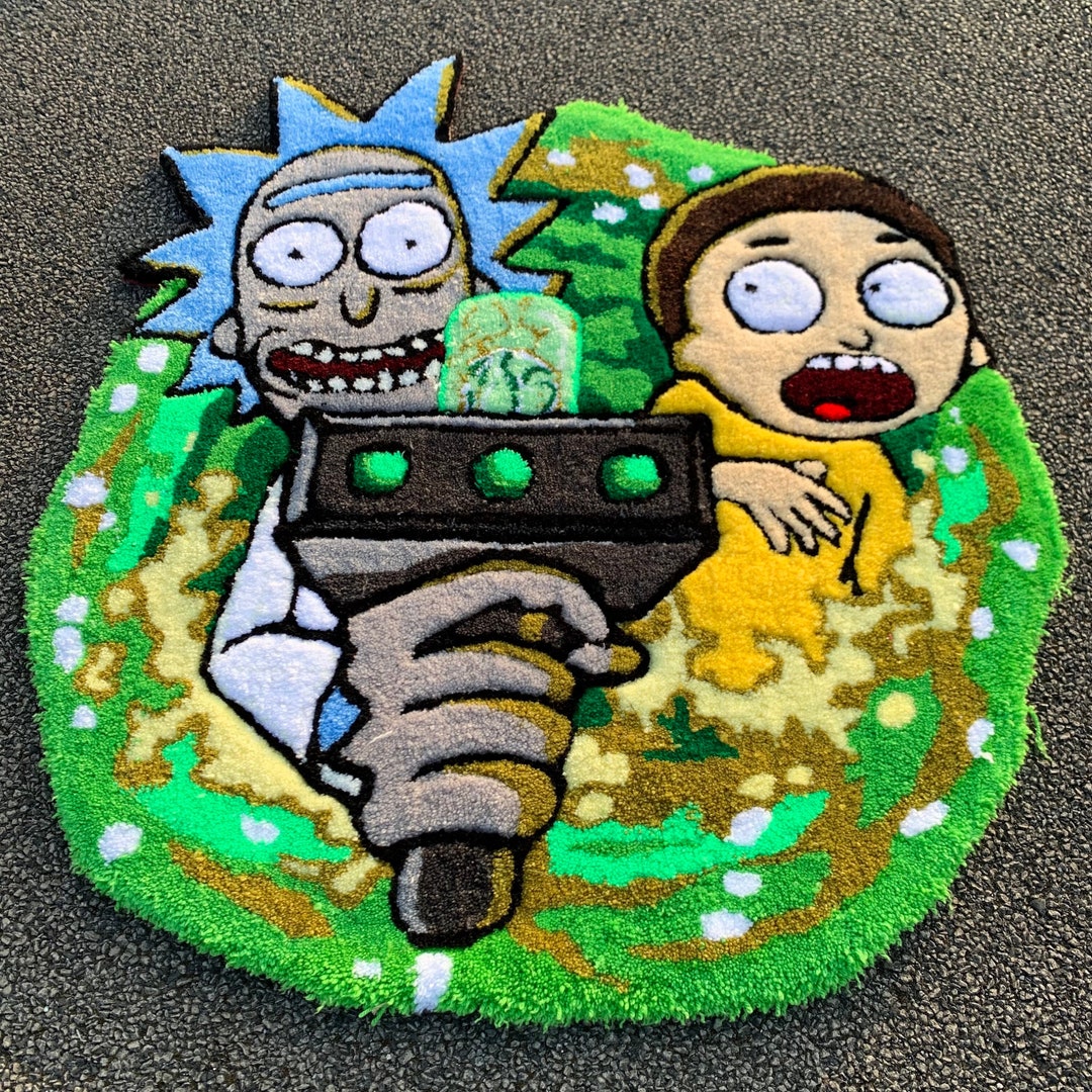 Rick and Morty Carpet Handmade Tufted Rug Anime Custom Rug, Cartoon ...