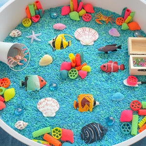 Neon Pasta Coral Reef | Pasta Coral Reef | Coral Reef Mix | Sensory Bin ...