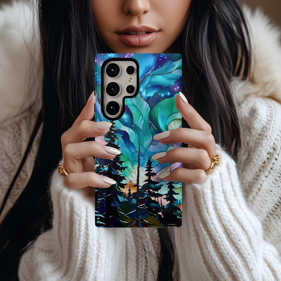 Stained Glass Style Night Sky Cover Galaxy | Northern Lights Tough ...