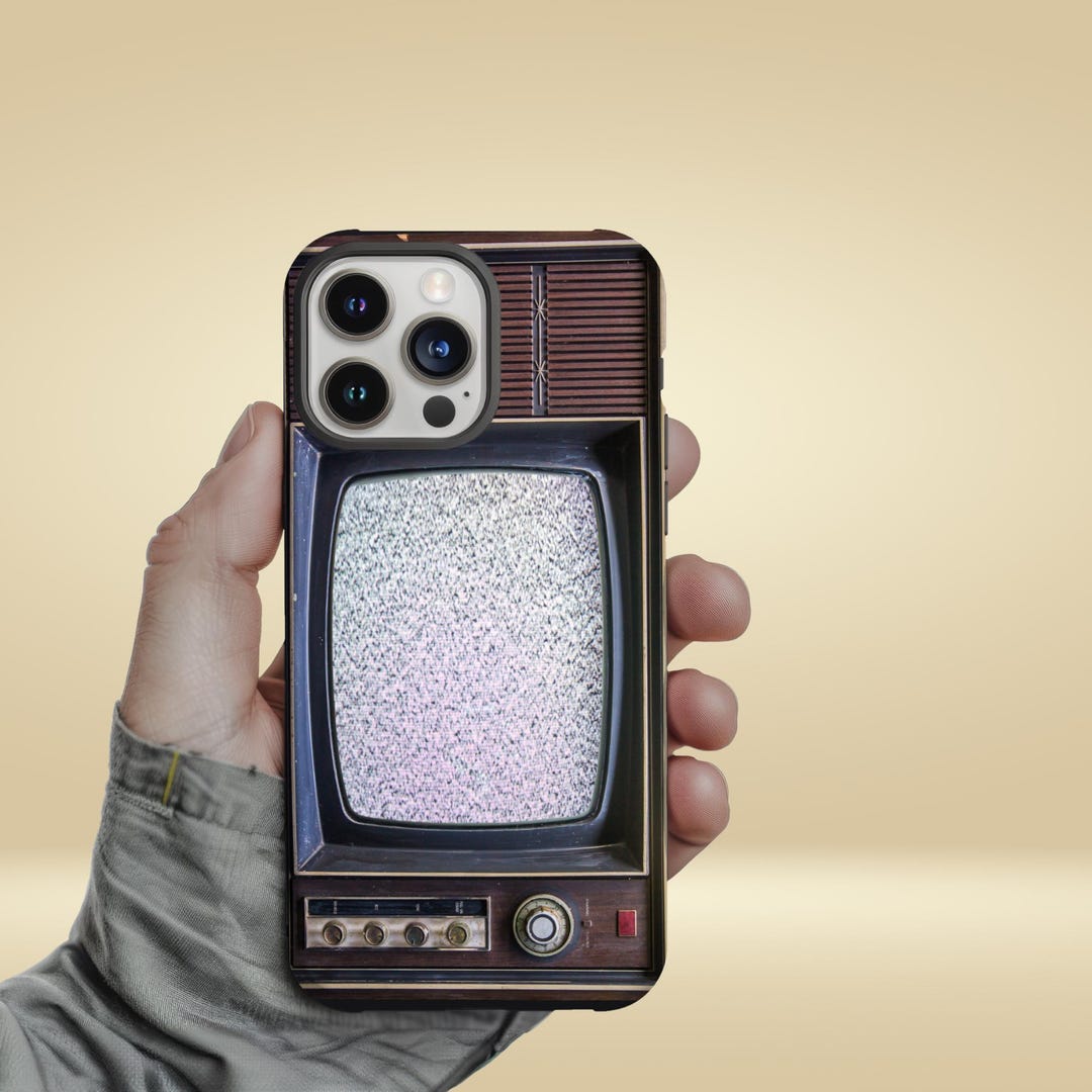 Retro TV iPhone Case, Static Screen, Magsafe Compatible, Glossy or ...