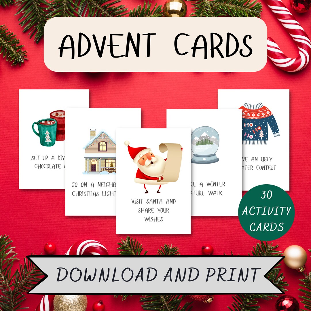 30 Printable Advent Activity Cards Kids Advent Cards - Etsy