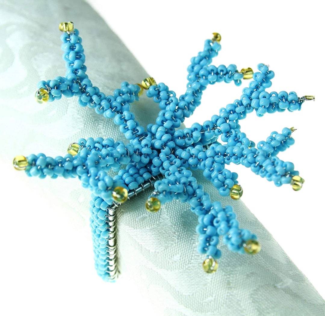 Baby Blue Coral Napkin Ring|beaded Coral Napkin Ring|handmade Napkin ...