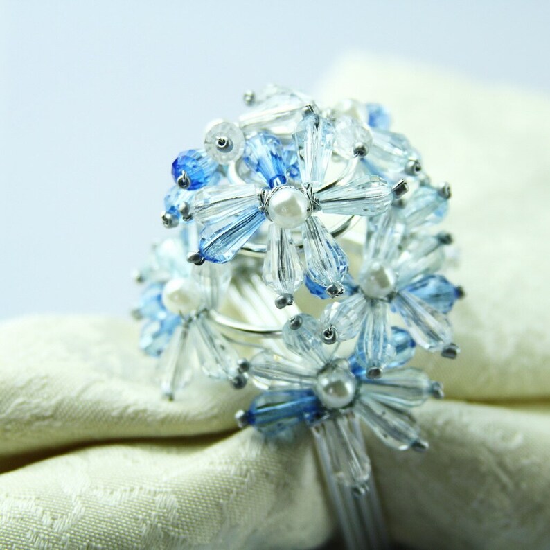 Baby Blue Flower Napkin Rings|blue Napkin Rings|handmade Napkin Rings ...