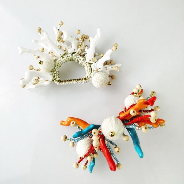Colourful Coral Napkin Rings|coral Napkin Rings|handmade Napkin Rings ...