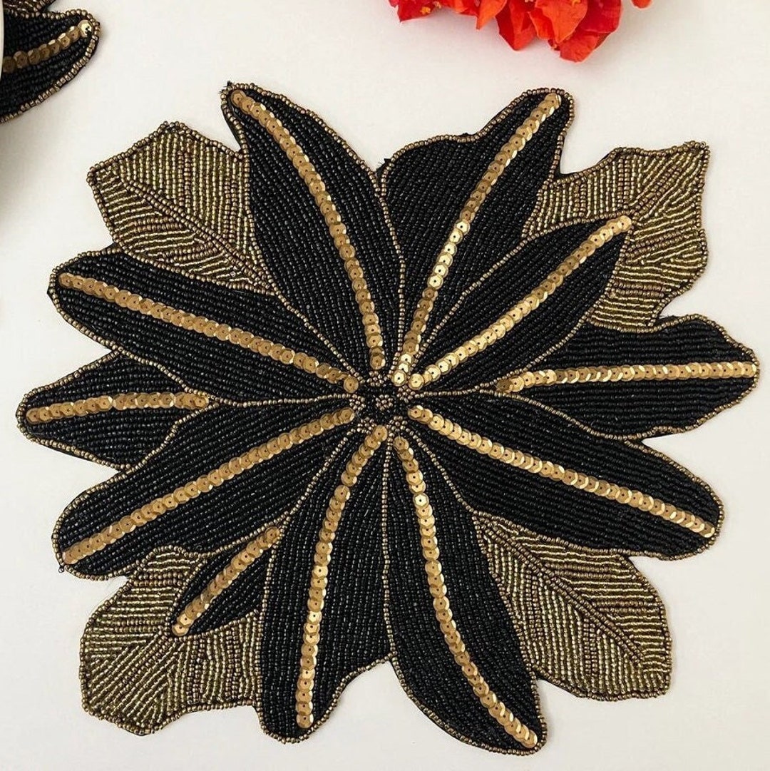 Handmade Floral Beaded Placemats, Living Room Table Decoration, Charger ...