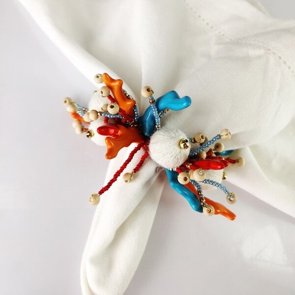 Colourful Coral Napkin Rings|coral Napkin Rings|handmade Napkin Rings ...