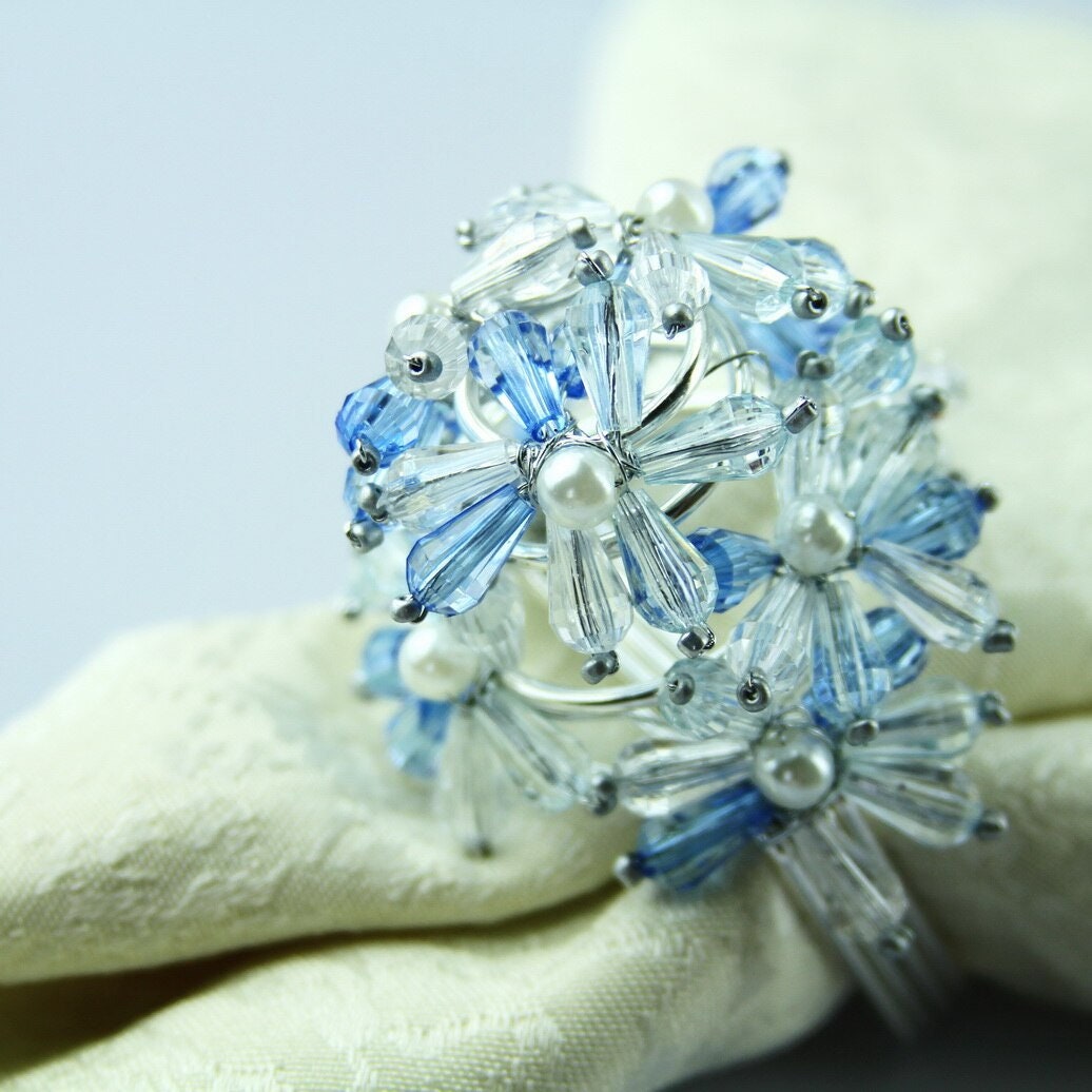 Baby Blue Flower Napkin Rings|blue Napkin Rings|handmade Napkin Rings ...