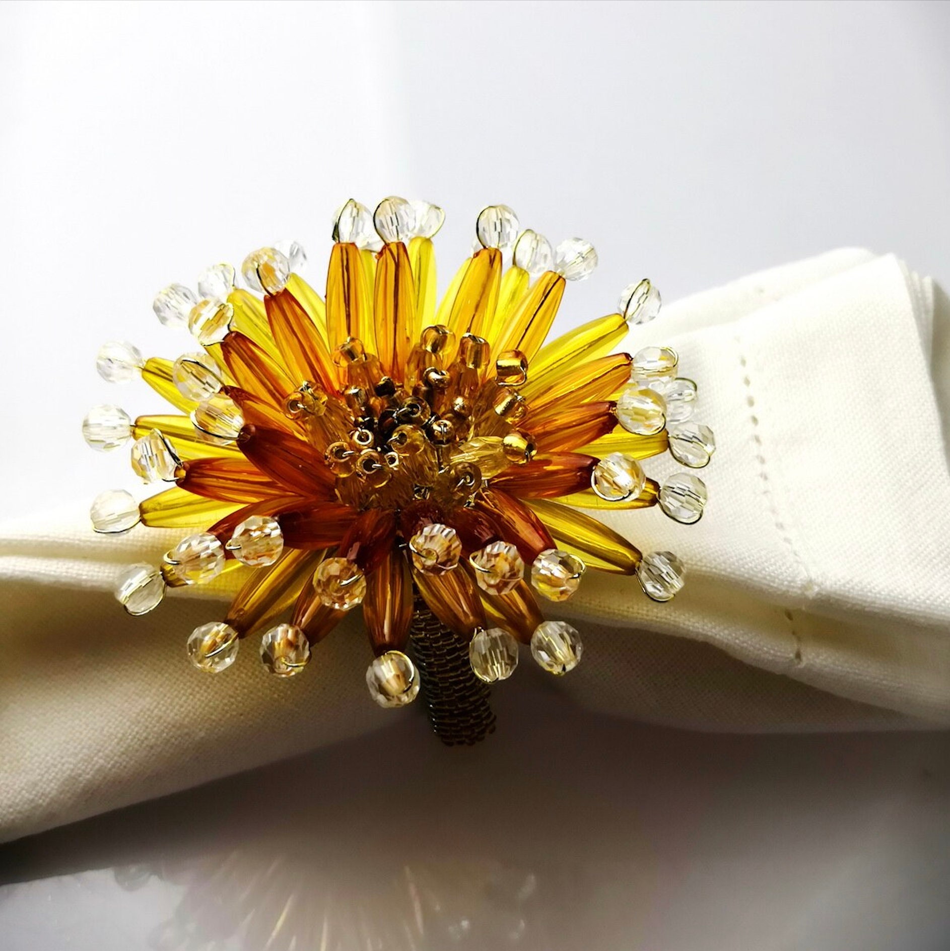 Yellow Gerbera Napkin Ringsyellow Napkin Ringshandmade Napkin ...