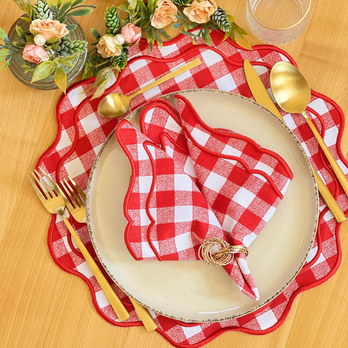 Red Gingham Placemats/gingham Placemats/gingham/gingham Christmas ...