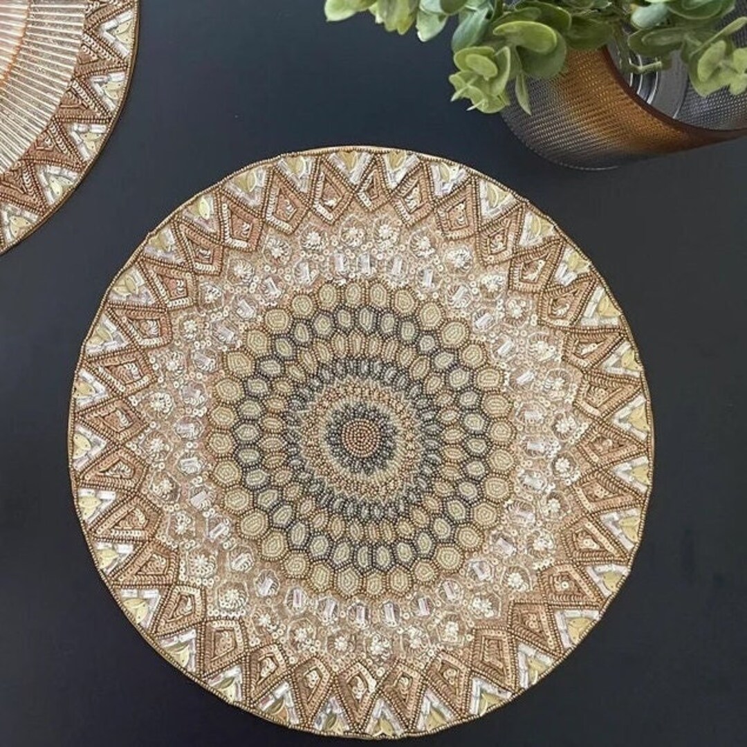 Luxury Sequin and Beaded Placemats, Handmade Charger Plate Tablemat ...