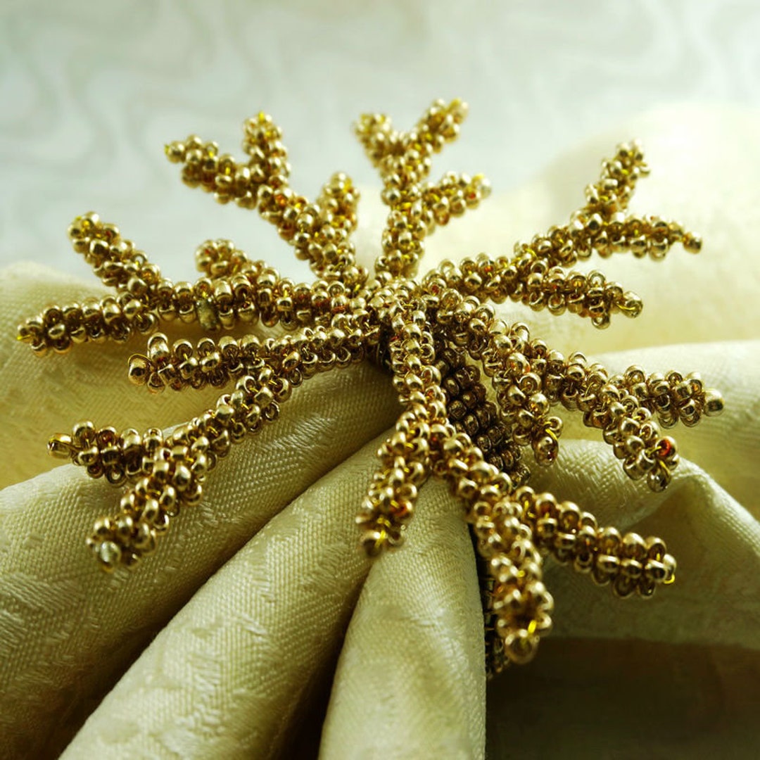 Gold Coral Napkin Ring|beaded Coral Napkin Ring|handmade Napkin Ring ...