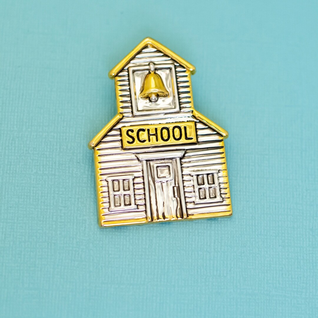 Vintage School Building Two Tone Brooch - E39 - Etsy