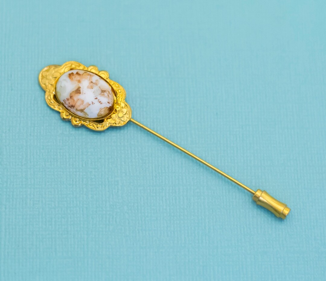 Vintage Renaissance Cameo Oval Stick Pin E7 Etsy