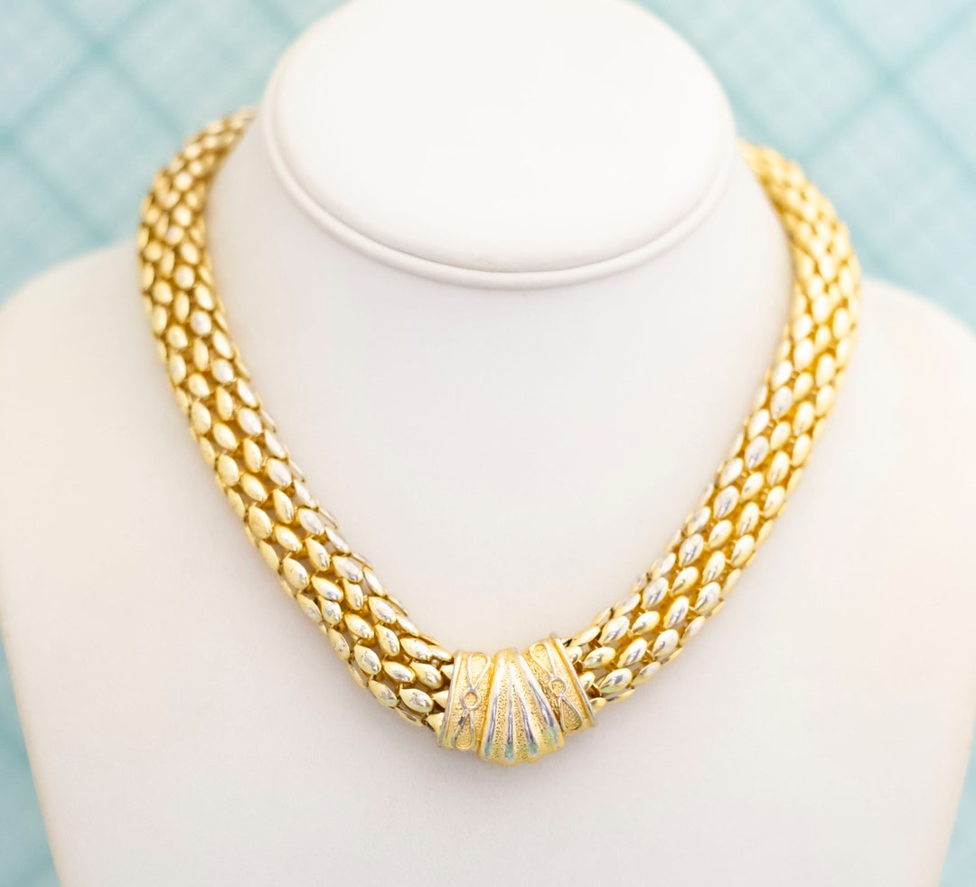Vintage Fish Scales Gold Tone Necklace 17 Inch - E38 - Etsy