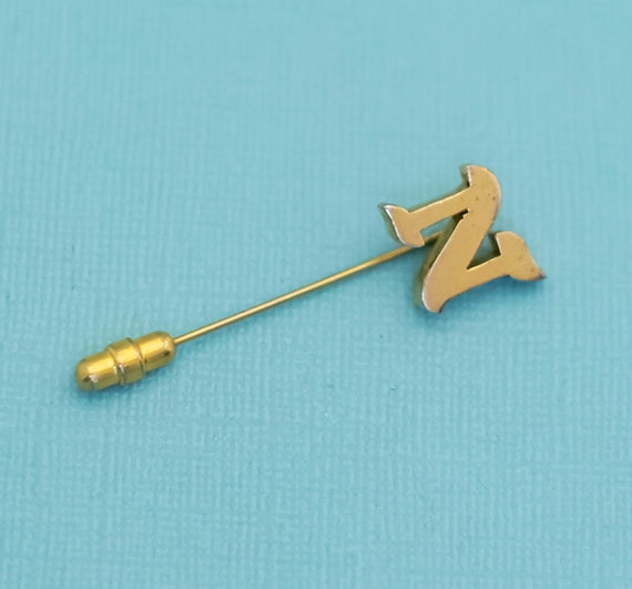 Vintage Minimalist Letter N Gold Tone Stick Pin - E7 - Gem