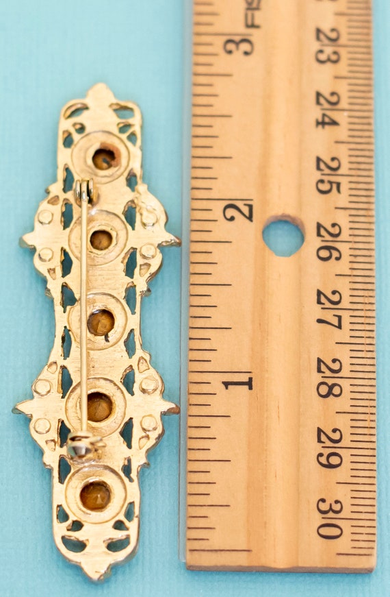 Vintage Victorian Circle Faux Diamonds Gold Tone Broo… - Gem