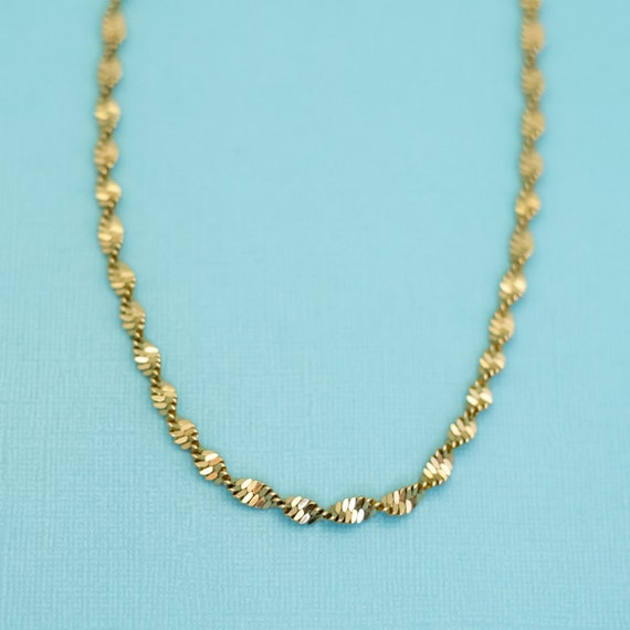 20 inch, Vintage Gold Tone Rope Twisty Waves Chain Ne… - Gem