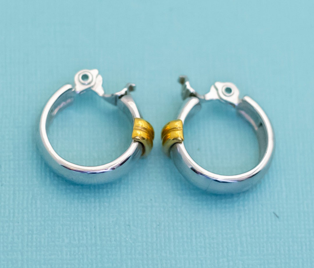 Vintage Edwardian Minimalist Silver Tone Hoop Earrings by Monet - E9 - Etsy