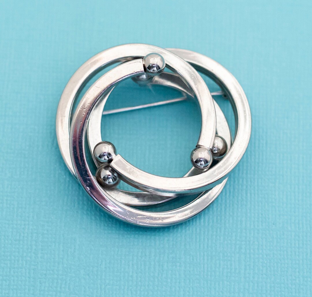 Vintage Spiral Silver Tone Rings Brooch E27 - Etsy