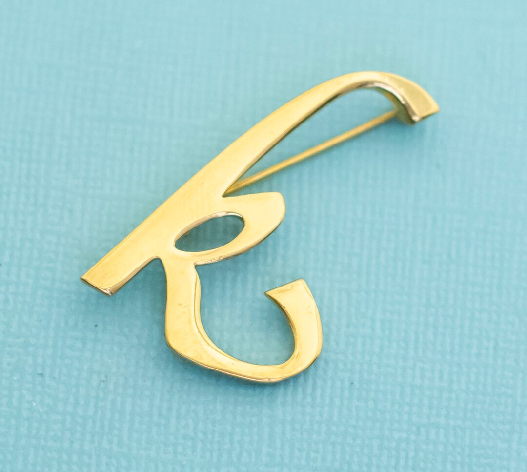 Vintage Cursive Letter K Gold Tone Brooch - E32 - Etsy