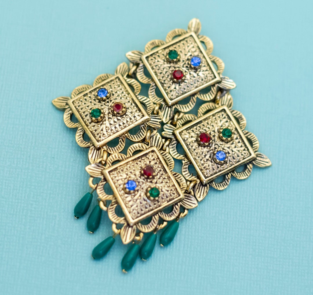 Vintage Geometric Square Gold Tone Victorian Brooch by Sarah Coventry ...