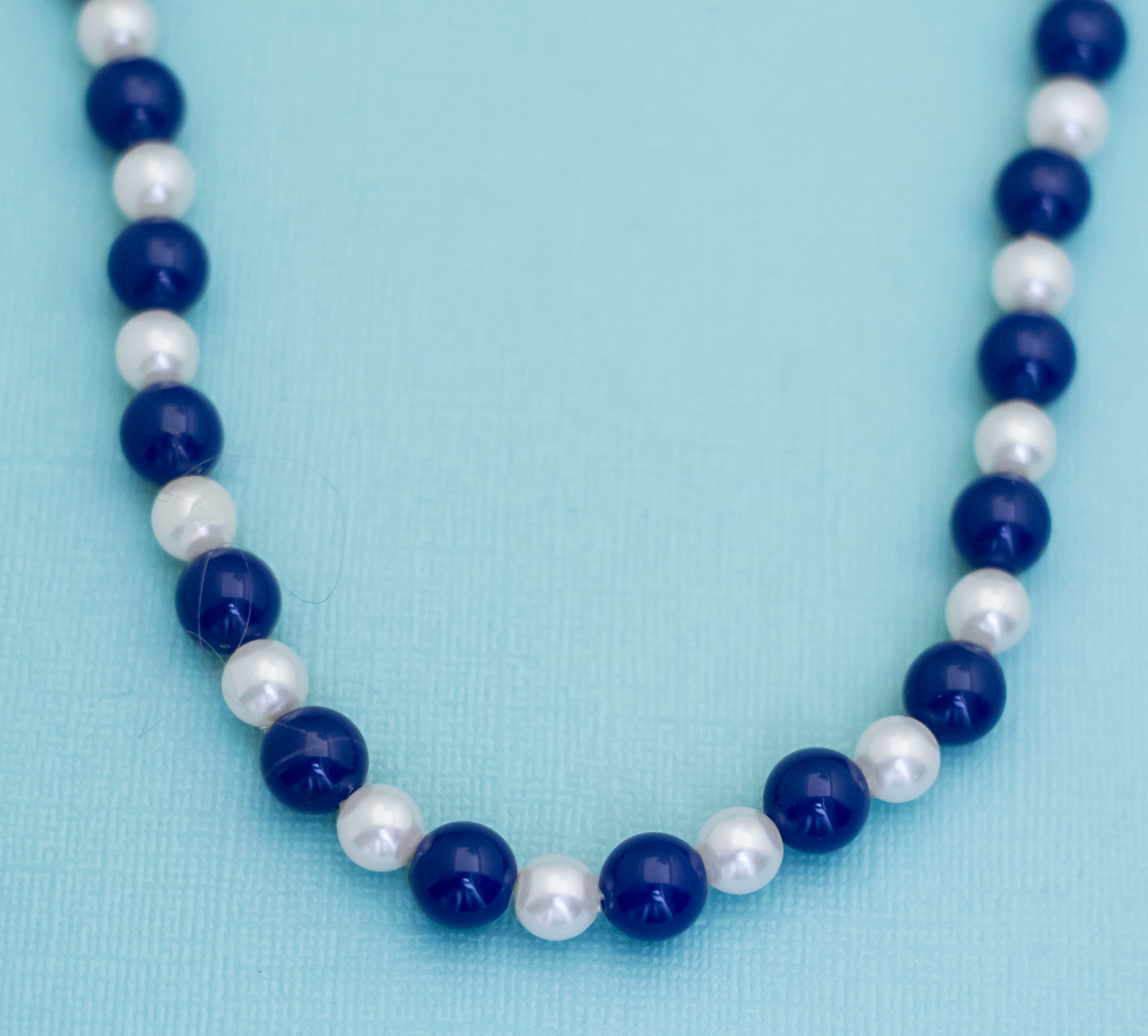 Vintage Blue and White Sphere Beaded Necklace 20 Inch - E35 - Etsy