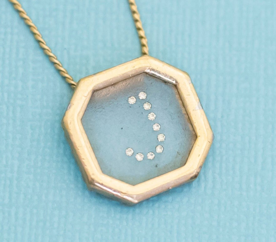 Vintage Letter J Rhinestone Octagon Pendant Necklace 16 Inch by Avon ...