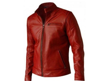 Red Leather Jacket - Etsy